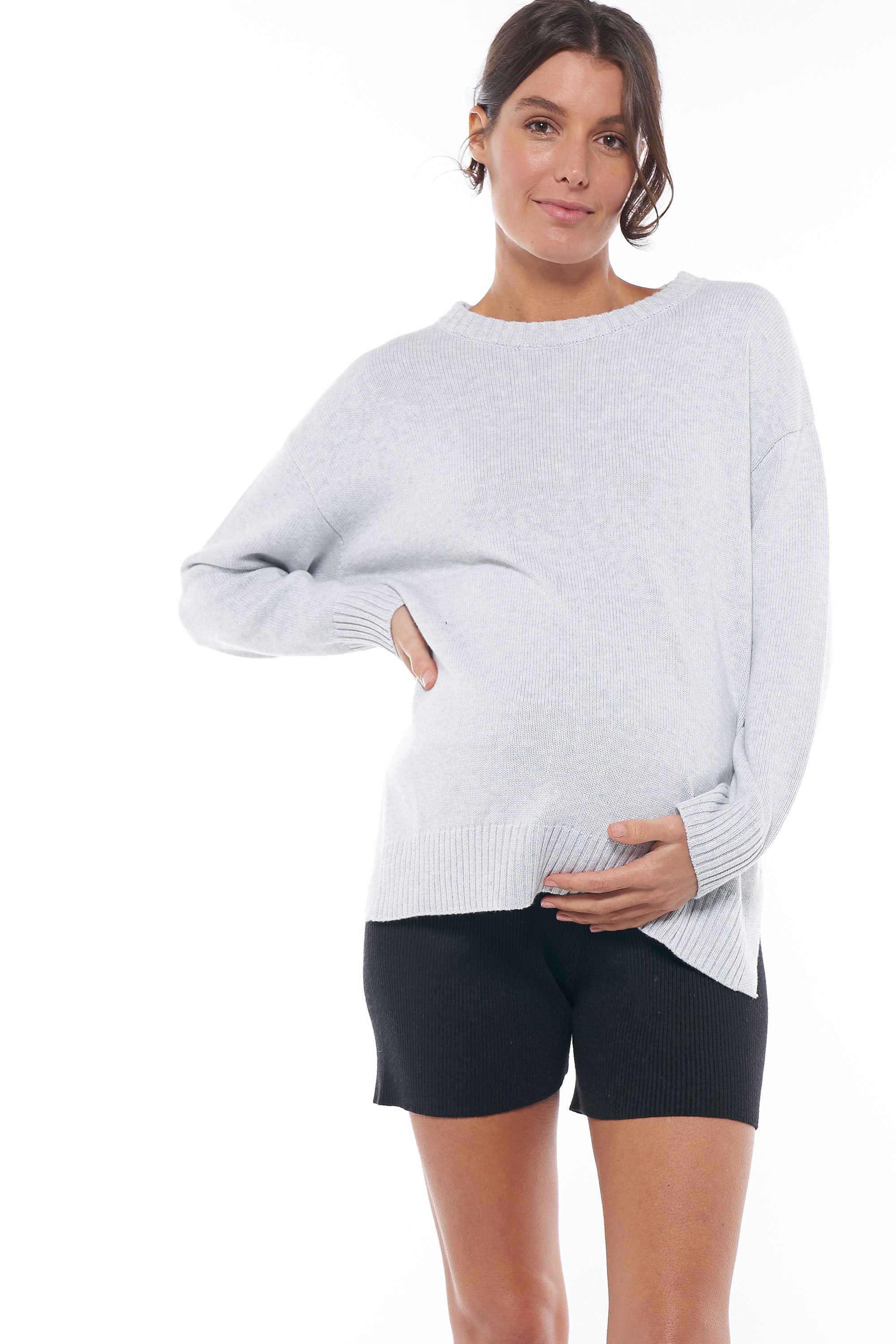 Maternity Knit Jumper - Grey – BAE The Label Australia
