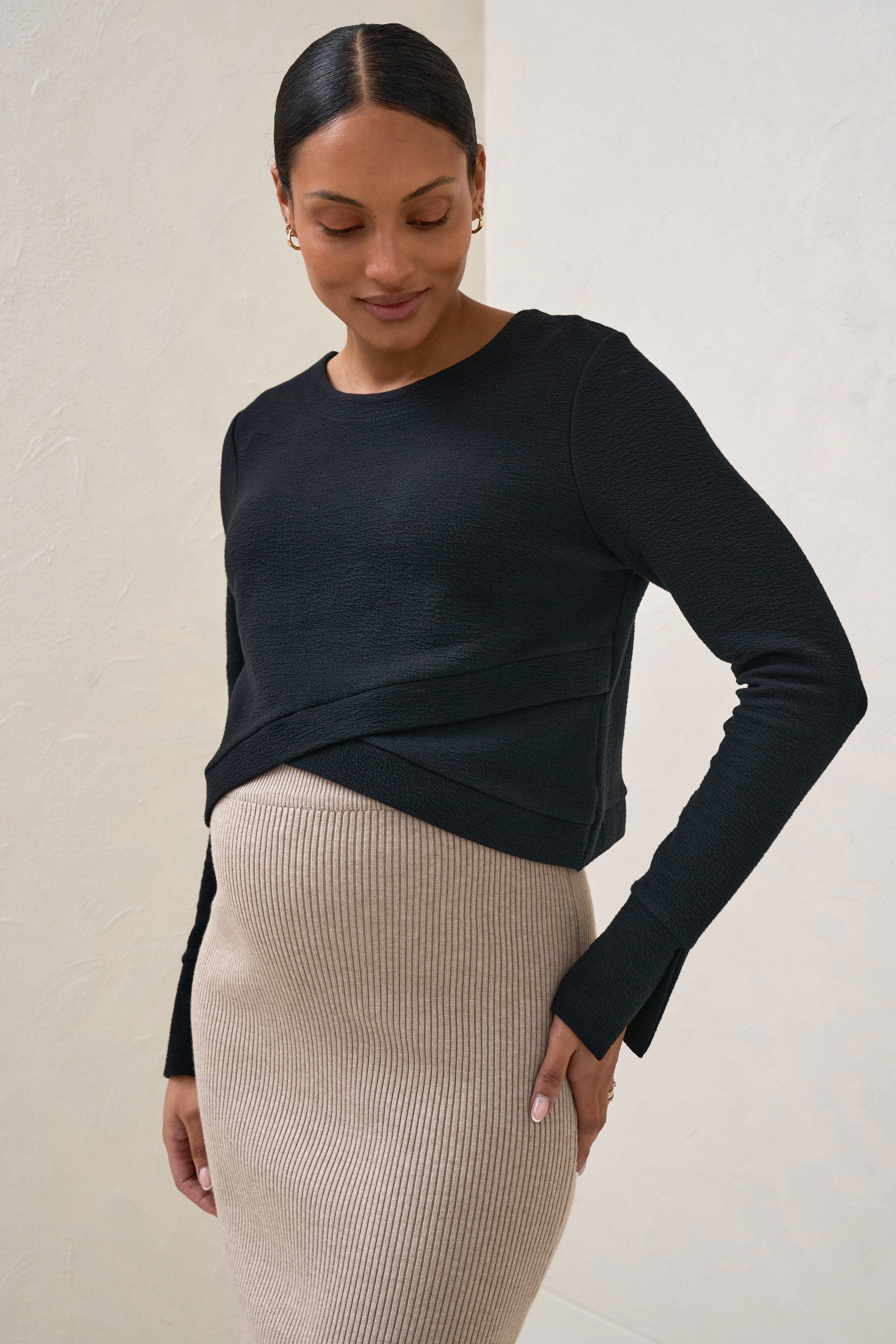 Black Maternity Crop Top - Cross Your Heart Crop – BAE The Label Australia