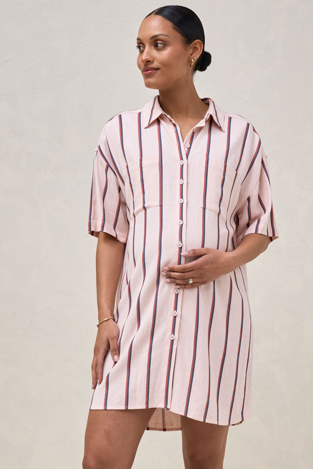 Linen Maternity and Birthing Gown Stripe – BAE The Label Australia